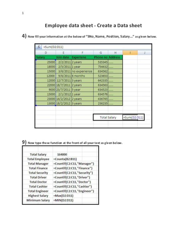 (DOC) Employee data sheet