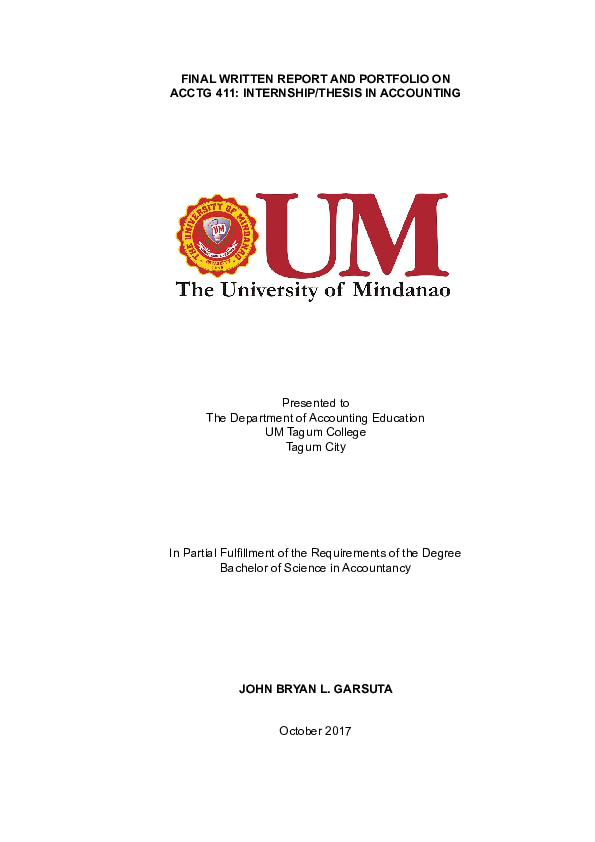 (DOC) FINAL WRITTEN REPORT AND PORTFOLIO ON ACCTG 411: INTERNSHIP ...