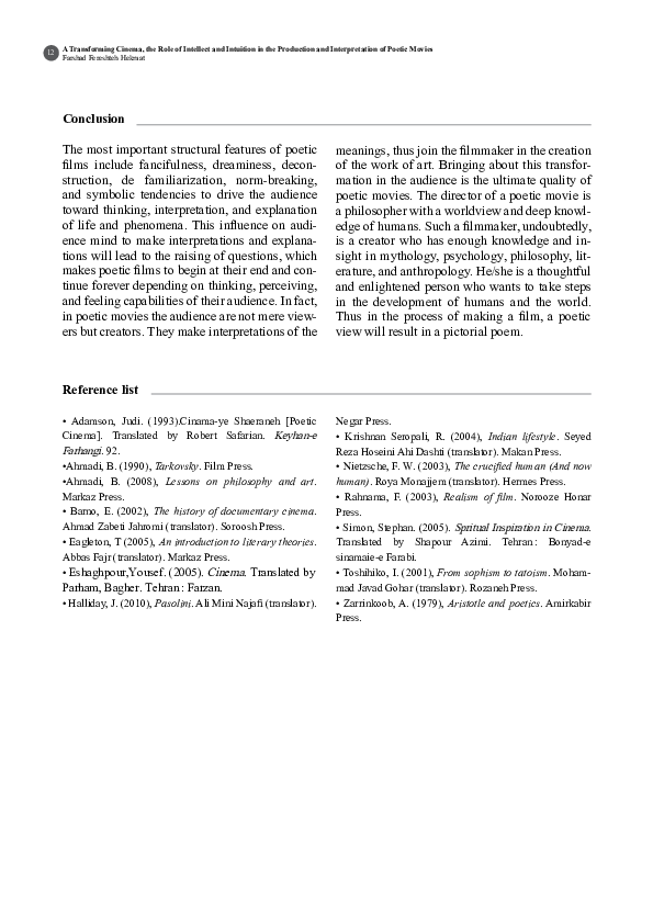 (PDF) A Transforming Cinema The Role of Intellect and Intuition in the ...