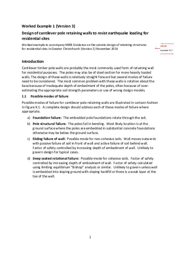 (PDF) Version 3) Design of cantilever pole retaining walls to resist earthquake loading for ...