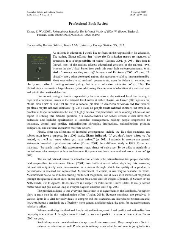 (PDF) Book review: Reimagining Schools: The Selected Works of Elliot W ...