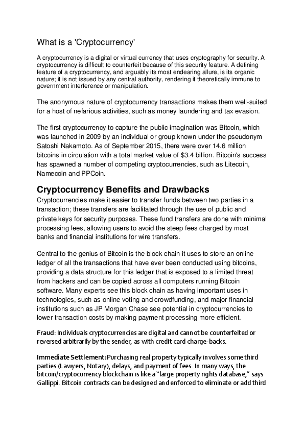 (DOC) Cryptocurrency
