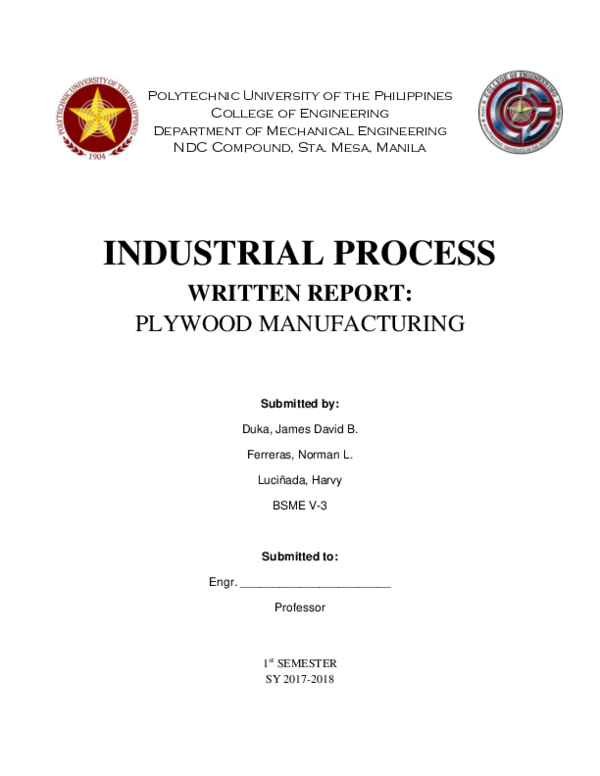 (DOC) INDUSTRIAL PROCESS WRITTEN REPORT: PLYWOOD MANUFACTURING Plywood ...