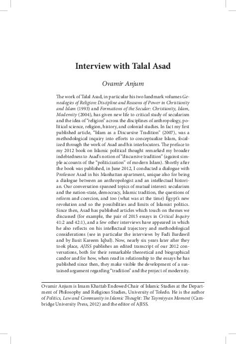 (PDF) Interview with Talal Asad
