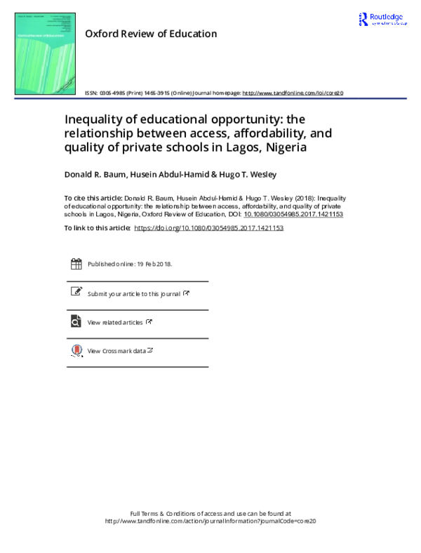 (PDF) Inequality of educational opportunity: the relationship between ...