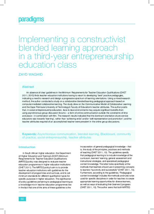 (PDF) Implementing a constructivist blended learning approach