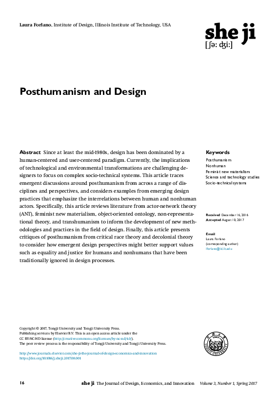 (PDF) Posthumanism and Design