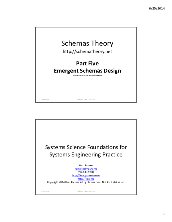 (PDF) Schemas Theory: Part Five: Emergent Schemas Design | Kent Palmer ...