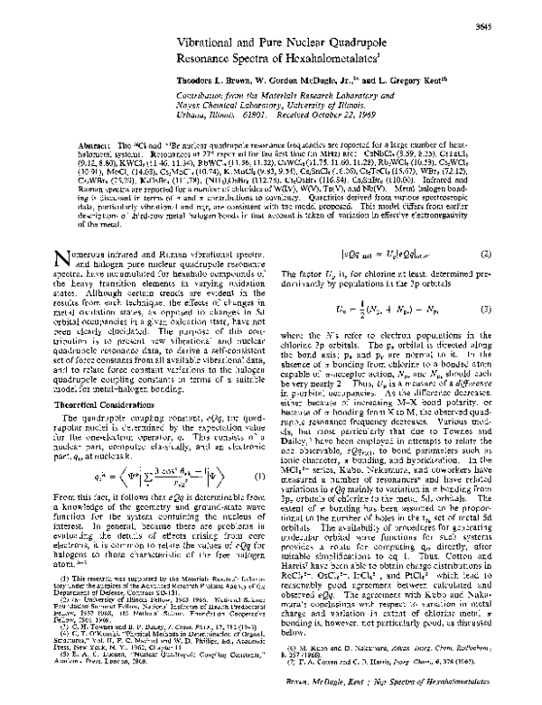 (PDF) Vibrational and pure nuclear quadrupole resonance spectra of ...