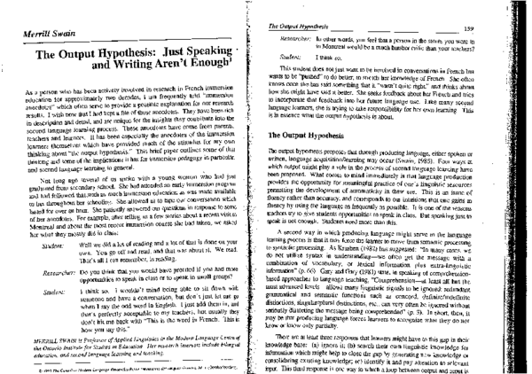 (PDF) Swain (1993) The Output Hypothesis