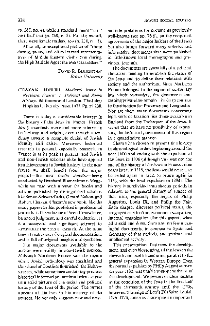 (PDF) Joseph Shatzmiller, “Review of ‘Medieval Jewry in Northern France ...