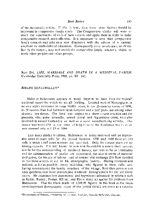 (PDF) Joseph Shatzmiller, “Review of ‘Life, Marriage and death in a ...