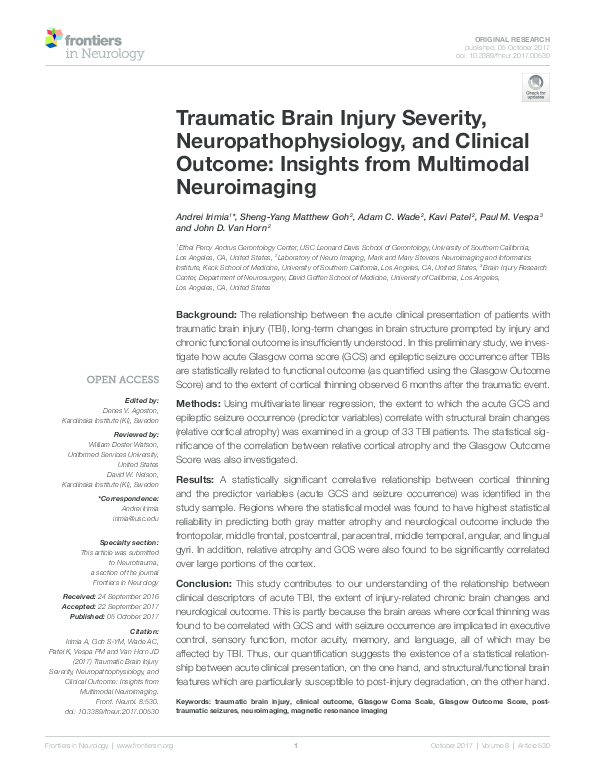 (PDF) Traumatic brain injury severity, neuropathophysiology, and ...