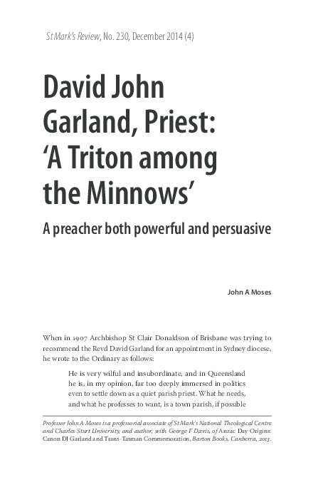 (PDF) David John Garland, Priest: "A Triton among the Minnows"