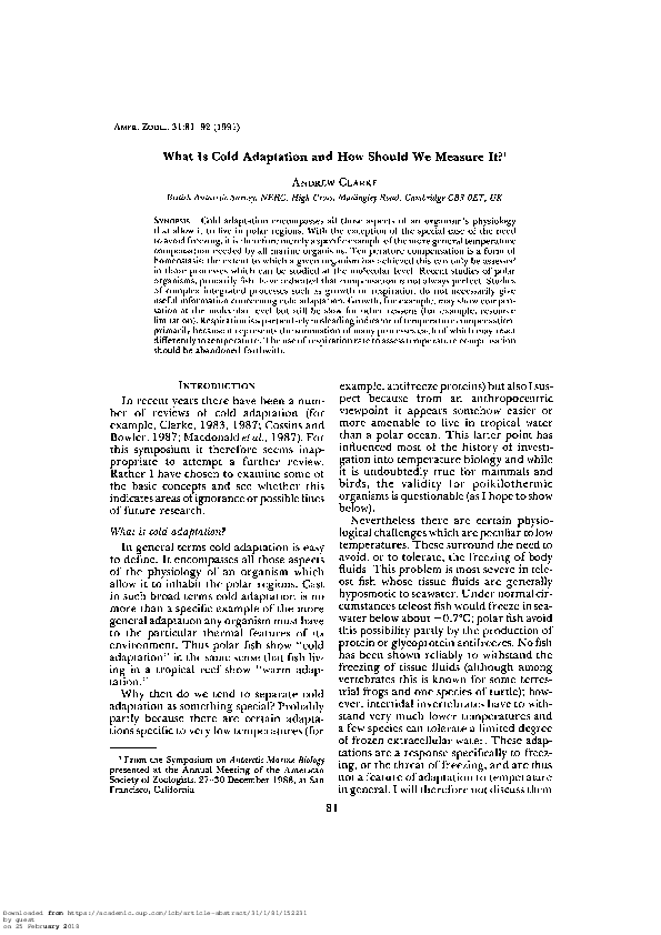 (PDF) Measuring Cold Adaptation in Polar Organisms