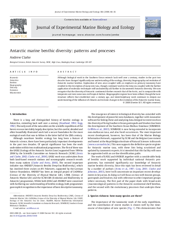 (PDF) Antarctic marine benthic diversity: patterns and processes