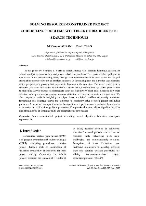 (PDF) Solving resource-constrained project scheduling problems by ... (PDF) Solving resource-constrained project scheduling problems by ...