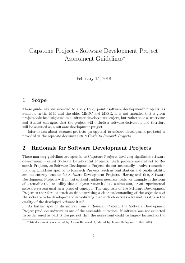 (PDF) Capstone Project -Software Development Project Assessment Guidelines