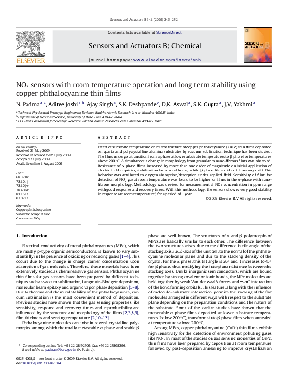 (PDF) NO2 sensors with room temperature operation and long term ...