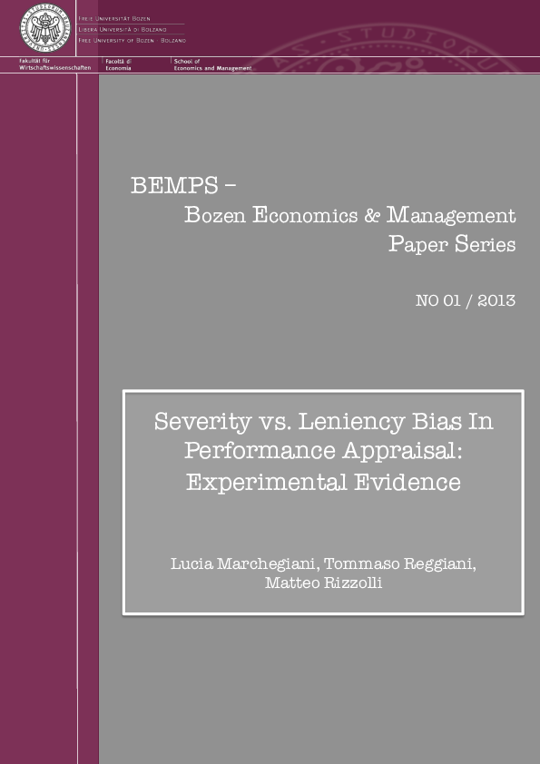 (PDF) Severity vs. Leniency Bias in Performance Appraisal: Experimental ...