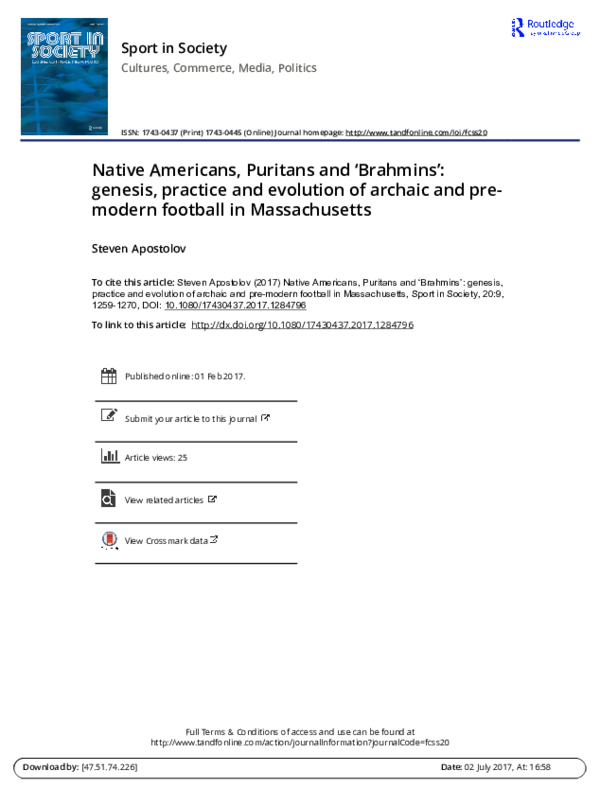 (PDF) Native Americans, Puritans and 'Brahmins': genesis, practice and ...