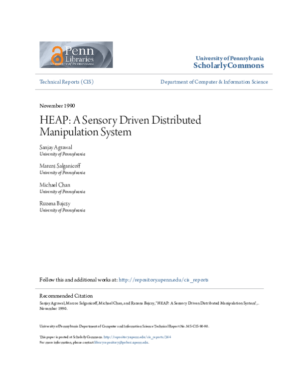 Pdf Heap A Sensory Driven Distributed Manipulation System