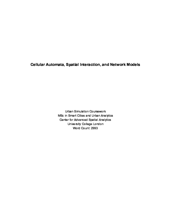 Pdf Cellular Automata Spatial Interaction And Network Models Nathan Suberi