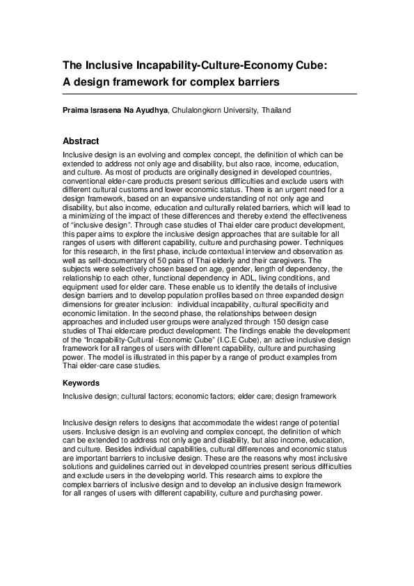 (PDF) The Inclusive Incapability-Culture-Economy Cube: A design ...