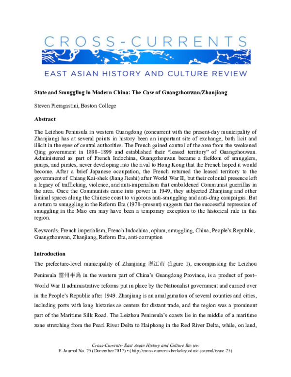 (PDF) State and Smuggling in Modern China: The Case of Guangzhouwan ...