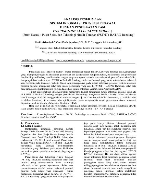 (PDF) ANALISIS PENERIMAAN SISTEM INFORMASI PRESENSI PEGAWAI DENGAN ...
