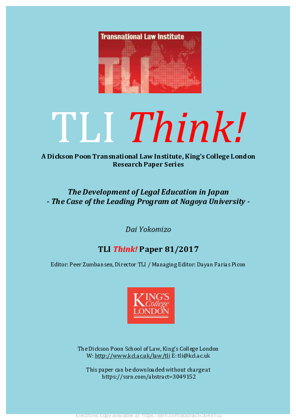 (PDF) The development of Legal Education in Japan - The Case of the ...