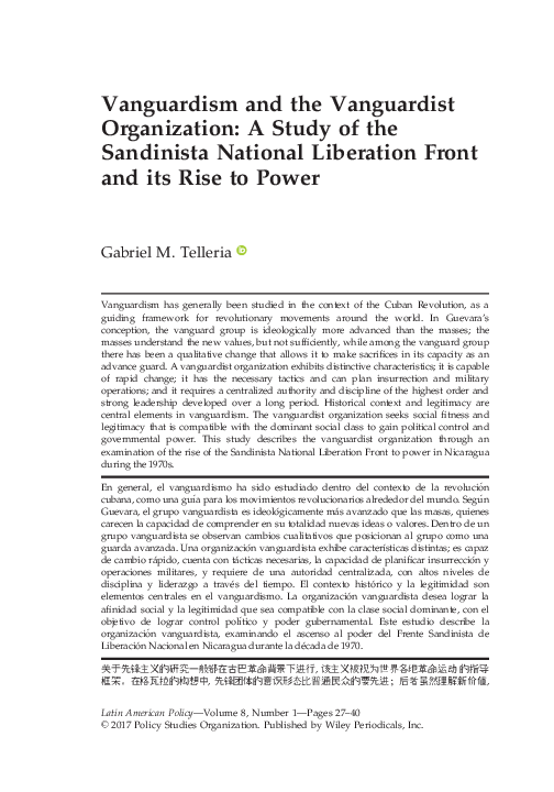 (PDF) Vanguardism and the Vanguardist Organization: A Study of the ...