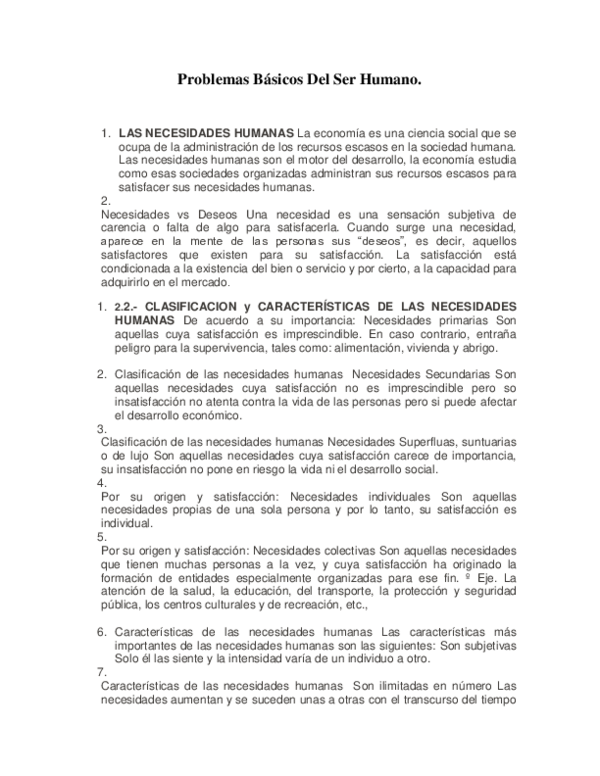 (DOC) Problemas Básicos Del Ser Humano