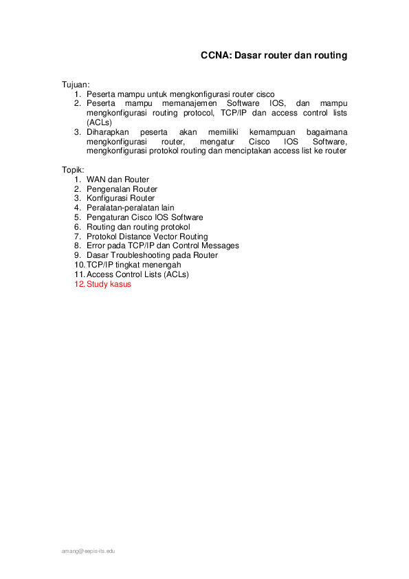 (PDF) CCNA: Dasar router dan routing