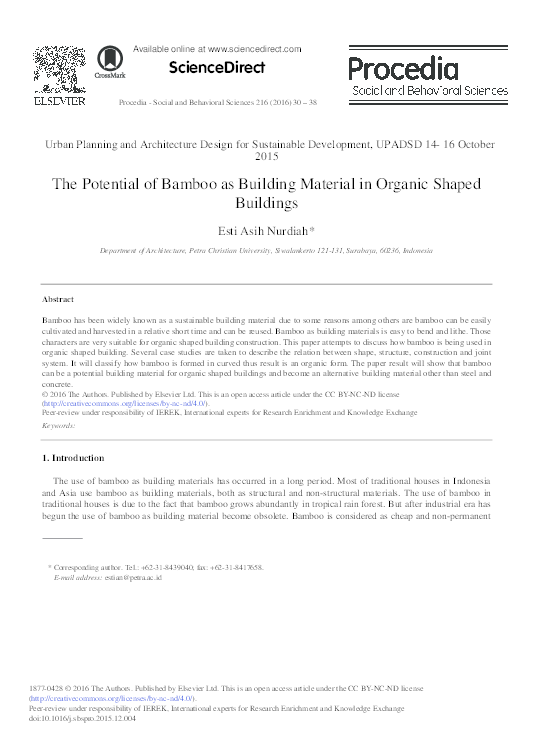 (PDF) ScienceDirect The Potential of Bamboo as Building Material in ...