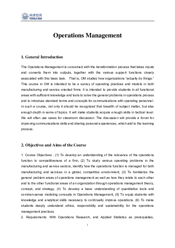 (PDF) Operations Management