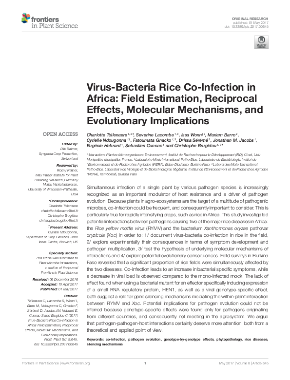 (PDF) Tollenaere et al 2017 Virus bacteria coinfection