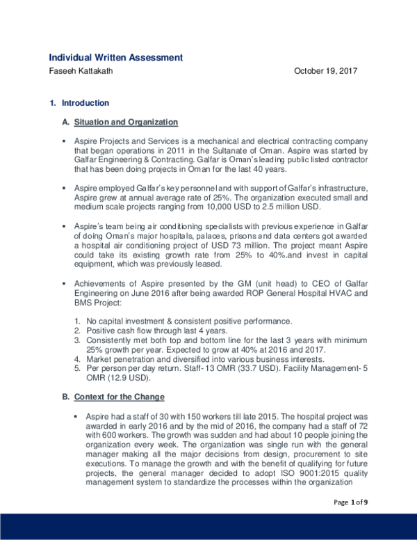 (DOC) Change Management_ ISO 9001:2015 Implentation