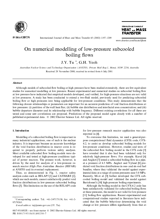 (PDF) Low-Pressure Subcooled Boiling Flow Modelling