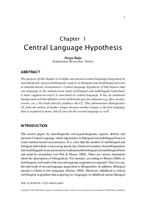 (PDF) Central Language Hypothesis