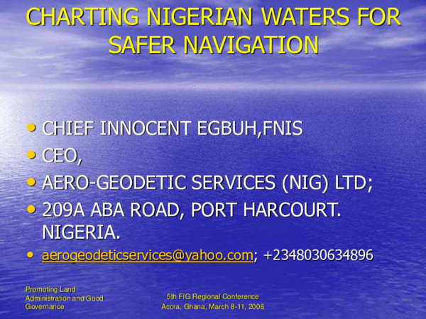 (PDF) CHARTING NIGERIAN WATERS FOR SAFER NAVIGATION