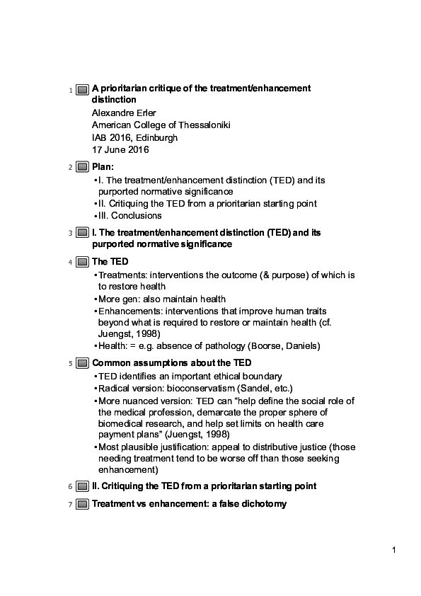 (PDF) A Prioritarian Critique of the Treatment/ Enhancement Distinction