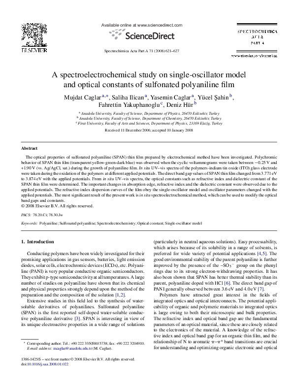 (PDF) A spectroelectrochemical study on single-oscillator model and ...