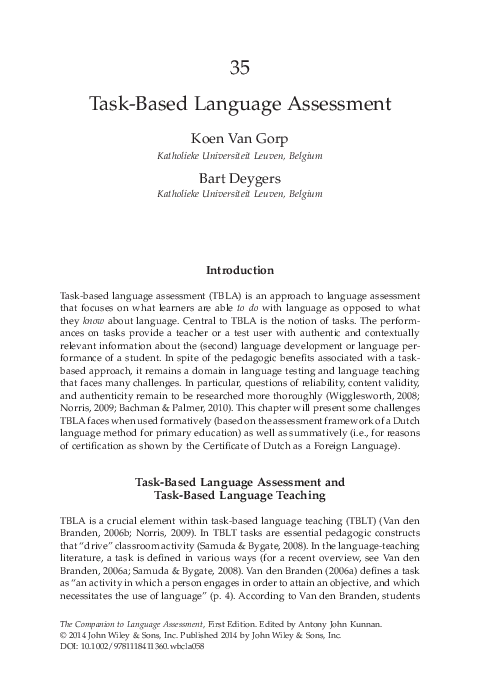 (PDF) Task-Based Language Assessment