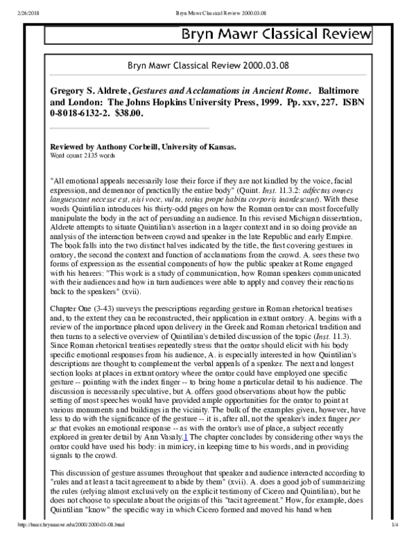 (PDF) Rev. G. Aldrete, Gestures and Acclamations in Ancient Rome ...