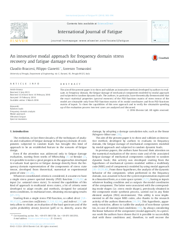 (PDF) An innovative modal approach for frequency domain stress recovery ...