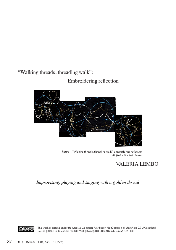 (PDF) 'Walking threads, threading walk': embroidering reflection.