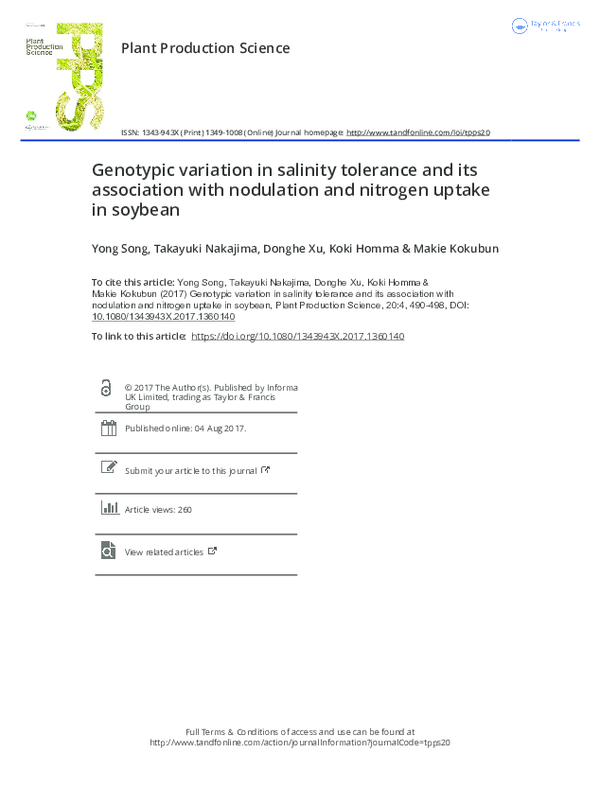 (PDF) Salinity Tolerance in Soybean Genotypes