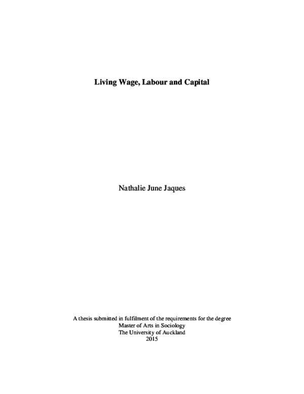 (PDF) Living Wage, Labour and Capital
