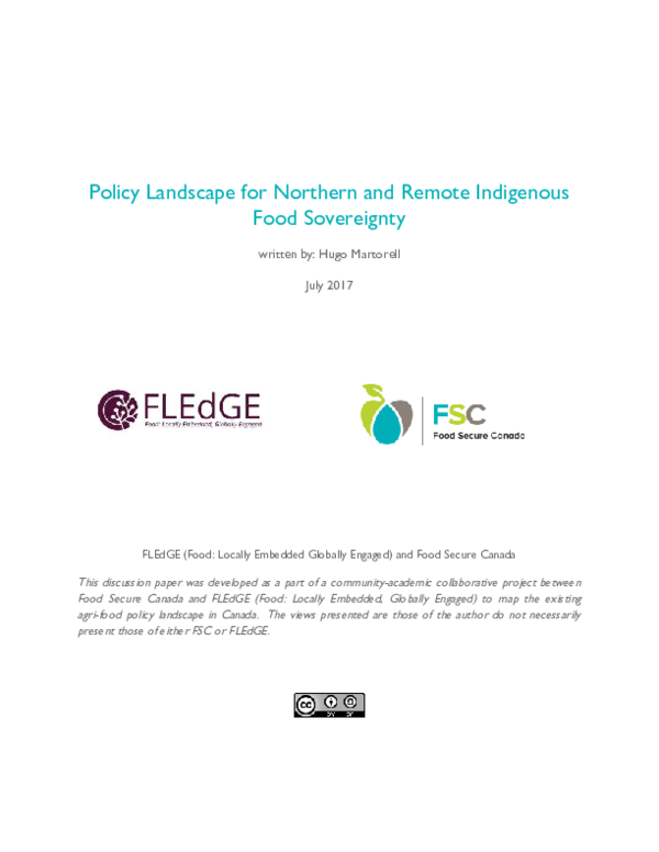 (PDF) Policy landscape for northern and remote Indigenous Food Sovereignty